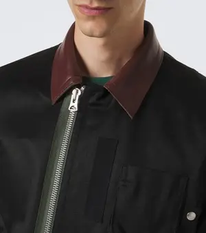 Sacai Leather-trimmed Cotton Blouson Jacket - Black