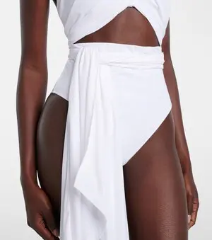Alaïa Halterneck Draped Swimsuit - White