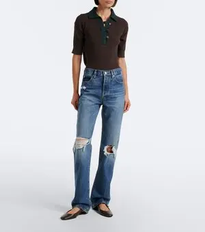 FRAME The Vertical Distressed Straight Jeans