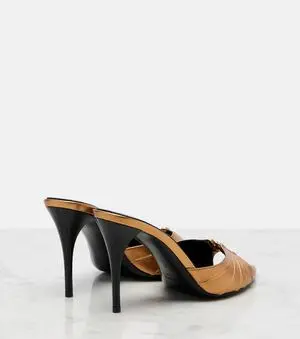 Saint Laurent Babylone Metallic Leather Mules - Gold