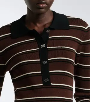 GANNI Striped Wool Polo Sweater