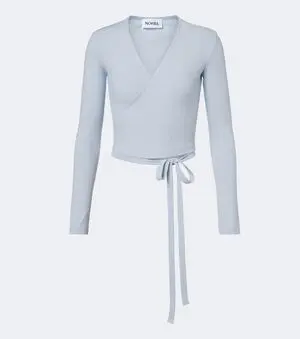 NORBA Ribbed-knit Wrap Top