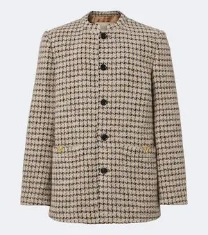 Valentino Garavani Houndstooth Wool And Silk-blend Boucl� Blazer