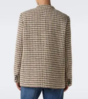 Valentino Garavani Houndstooth Wool And Silk-blend Bouclé Blazer
