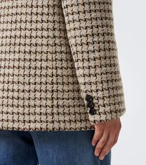 Valentino Garavani Houndstooth Wool And Silk-blend Bouclé Blazer