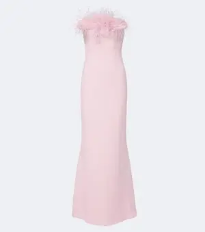 Safiyaa Soshin Feather-trimmed Cr�pe Gown - Pink