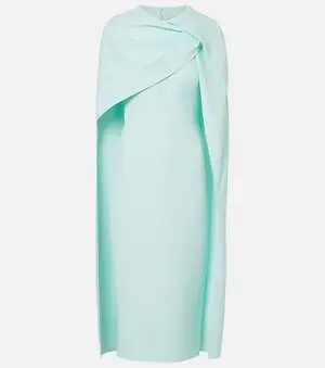 Safiyaa Oria Caped Crêpe Midi Dress - Green