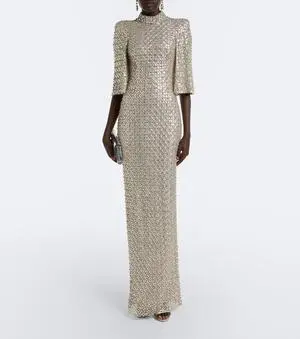 Jenny Packham Sedona Embellished Mesh Gown