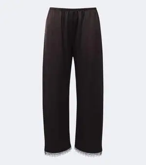 LESET Barb Lace-trimmed Wide-leg Pants - Brown