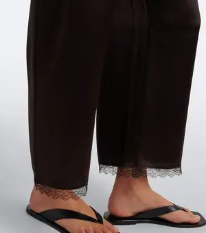 LESET Barb Lace-trimmed Wide-leg Pants - Brown
