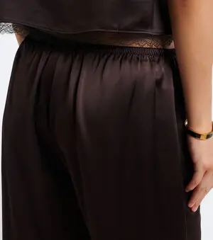 LESET Barb Lace-trimmed Wide-leg Pants - Brown