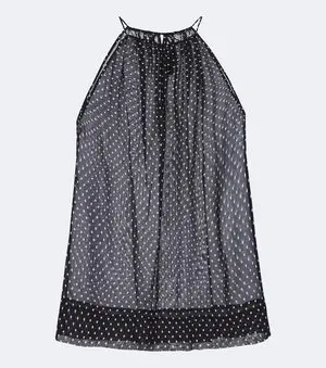 NILI LOTAN Halterneck Polka-dot Silk Top - Black