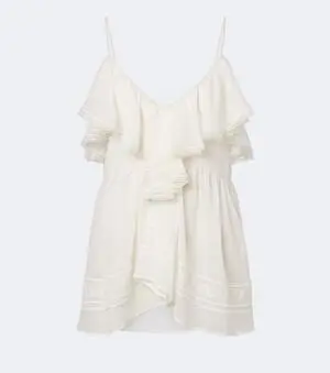 XU ZHI Ruffled Lace-trimmed Top Off - White