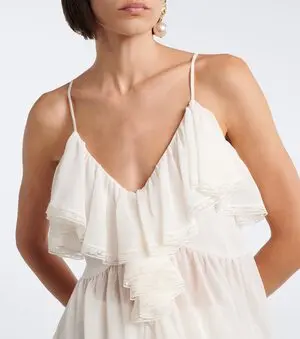 XU ZHI Ruffled Lace-trimmed Top Off