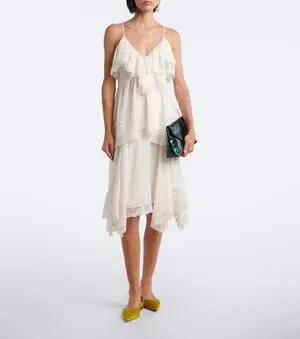 XU ZHI Ruffled Lace-trimmed Top Off