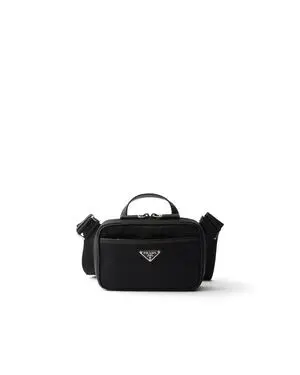 Prada Re-nylon And Saffiano Leather Shoulder Bag - Black