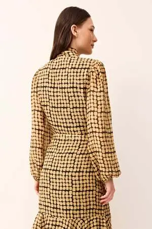 MARIE OLIVER Vivienne Silk Chiffon Blouse With Keyhole Neckline And Polka Dot Print