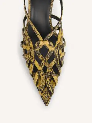 Balmain Python-effect Leather Cage Sandals - Yellow