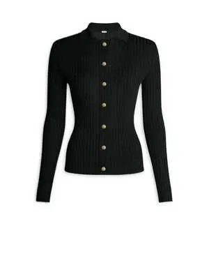 Balmain Buttoned Ribbed Knit Cardigan