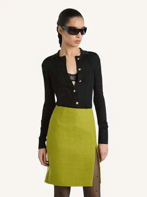 Balmain Ribbed Knit Cardigan With Gold-tone Buttons