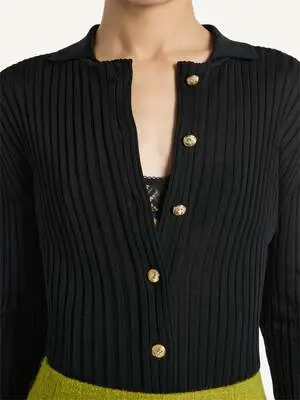 Balmain Ribbed Knit Cardigan With Gold-tone Buttons