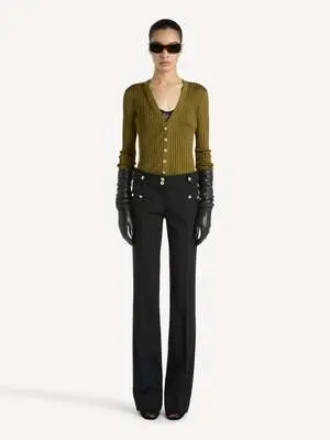 Balmain Ribbed Knit Cardigan With Gold-tone Buttons