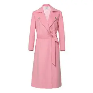 GIODORO Favene Belted Wrap Wool Coat In Cherry Blossom Color - Red