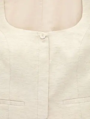 Koton Linen Blend Square Collar Crop Vest