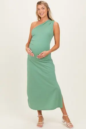 PINKBLUSH Striped One Shoulder Midi Dress