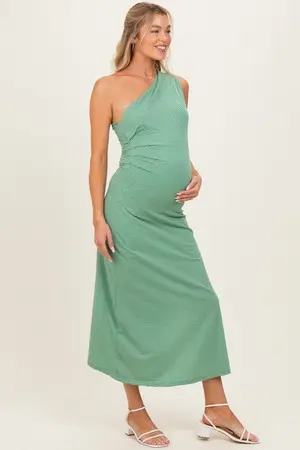 PINKBLUSH Striped One Shoulder Midi Dress