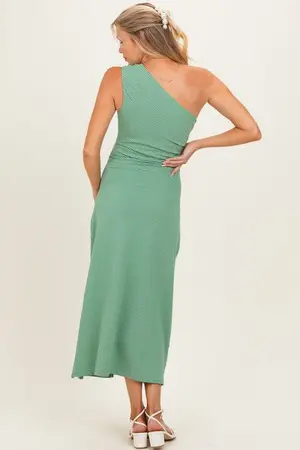 PINKBLUSH Striped One Shoulder Midi Dress