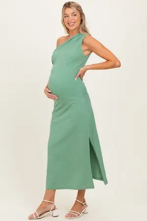 PINKBLUSH Striped One Shoulder Midi Dress