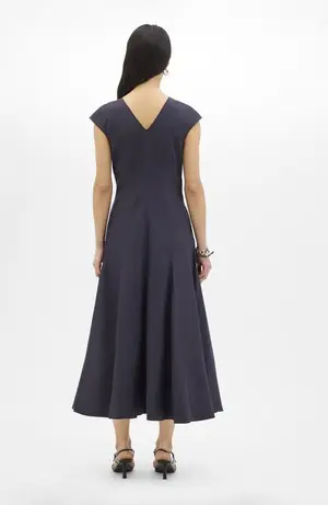 Another Tomorrow V Neck Day Dress