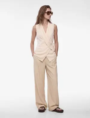 Koton Sleeveless V-neck Wrap Long Vest
