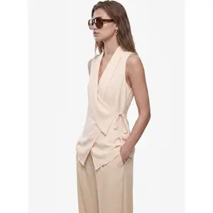 Koton Sleeveless V-neck Wrap Vest - Beige