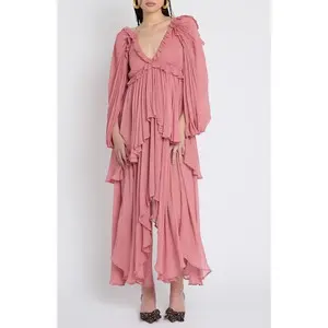 MUSE ASSEMBLY Tiered Frill Maxi Dress - Rose