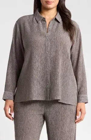 Eileen Fisher Textured Classic Collar Shirt - Twine