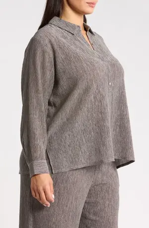 Eileen Fisher Textured Classic Collar Shirt - Twine