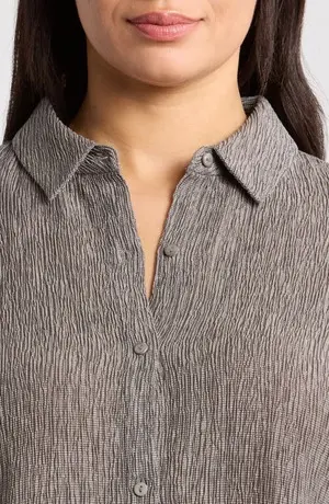 Eileen Fisher Textured Classic Collar Shirt - Twine