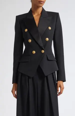 BALMAIN Balmain Double-Breasted Grain De Poudre Wool Blazer