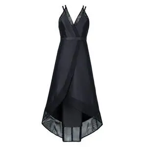 KIM FOLEY Satin Mesh Wrap Dress