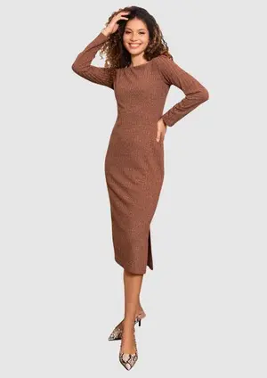 ALIE STREET LONDON Alie Street London Ribbed Midi Knit Sheath Dress