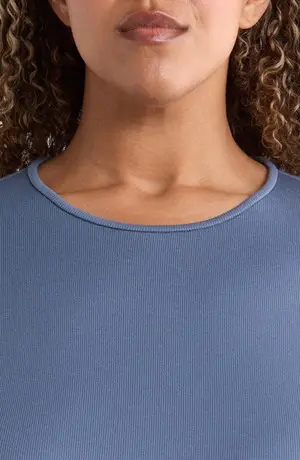 Eileen Fisher Rib Knit Organic Cotton Crewneck Top - Cold Spray