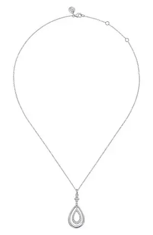 GABRIEL & CO. White Sapphire Teardrop Pendant Necklace