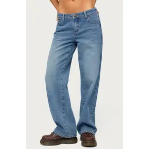 EDIKTED Breslin Low Rise Straight Leg Jeans
