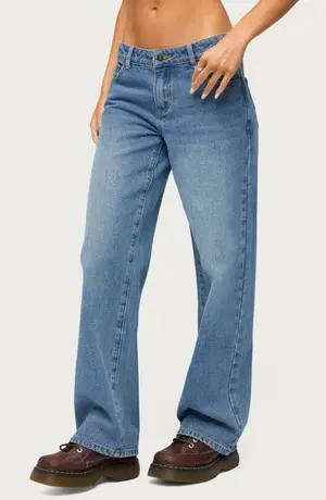 EDIKTED Breslin Low Rise Straight Leg Jeans