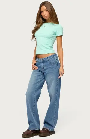 EDIKTED Breslin Low Rise Straight Leg Jeans