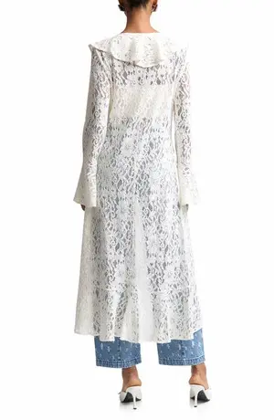 Avec Les Filles Ruffle Lace Longline Cardigan