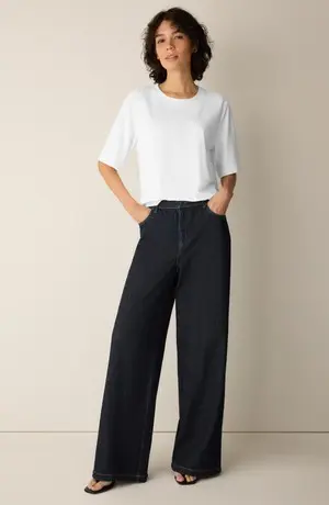 Eileen Fisher Wide Leg Stretch Organic Cotton Pants