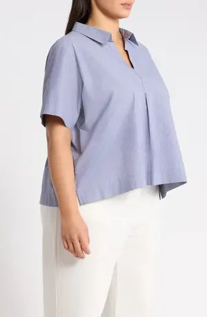 Eileen Fisher Organic Cotton Johnny Collar Top